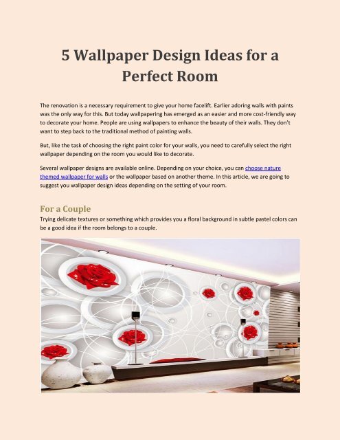 5 Wallpaper Design Ideas for a Perfect Room