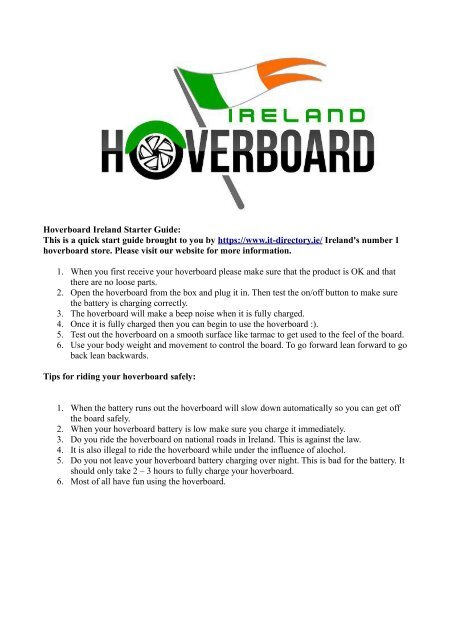 Hoverboard Ireland Quick Start Guide