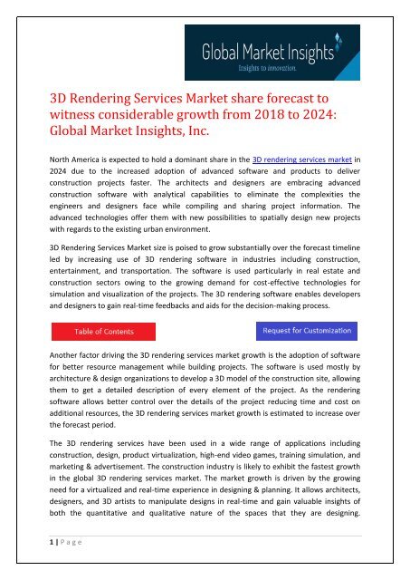 3D Rendering Services Market Share, Segmentation, Report 2024