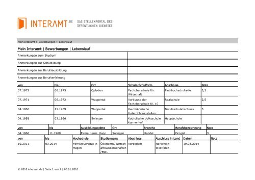 Bewerbungsbogen Interamt