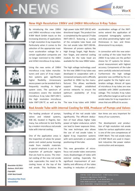 Newsletter 1 - X-RAY WorX