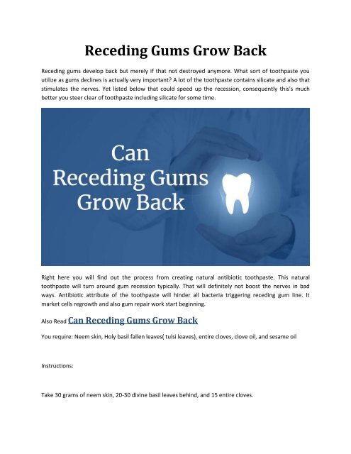Receding Gums Grow Back