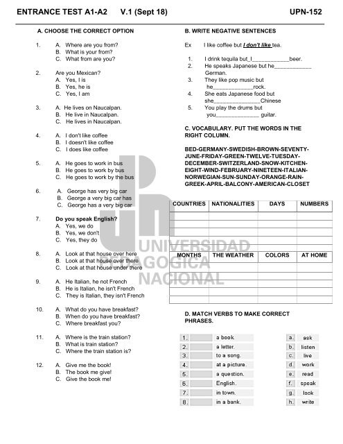 ENTRANCE TEST A1-A2 final (2) PDF