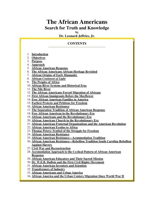 Dr. leonard Jeffries, Jr The African-americans search for truth and ...