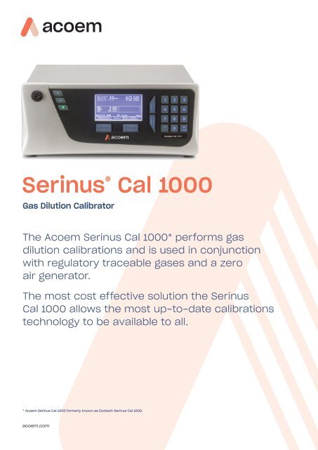 Acoem Serinus Cal 1000 spec sheet