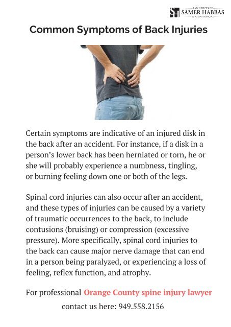 Common Symptoms of Back Injuries