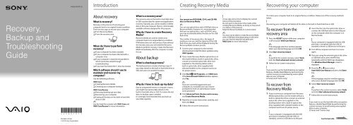 Sony SVT1111M1E - SVT1111M1E Guide de dépannage Anglais