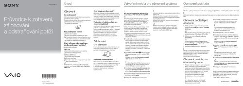 Sony SVT1111M1E - SVT1111M1E Guide de dépannage Tchèque