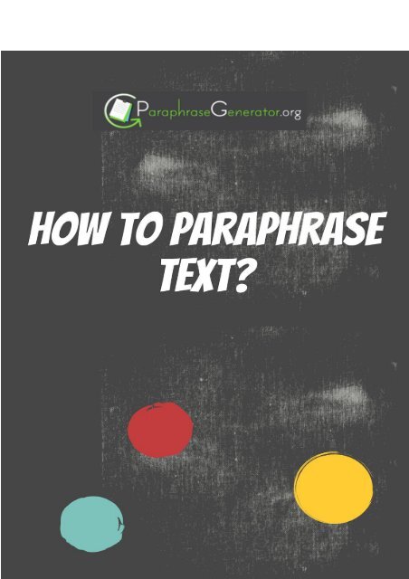 How to Paraphrase Text?