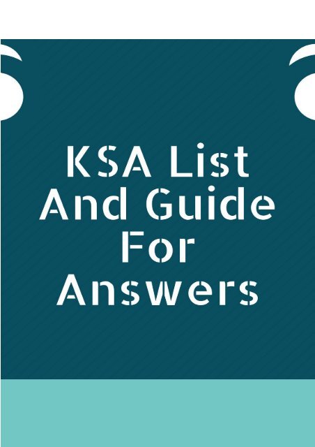 KSA List And Guide For Answers