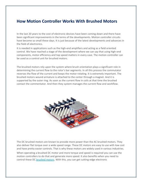 How Motion Controller Works With Brushed Motors