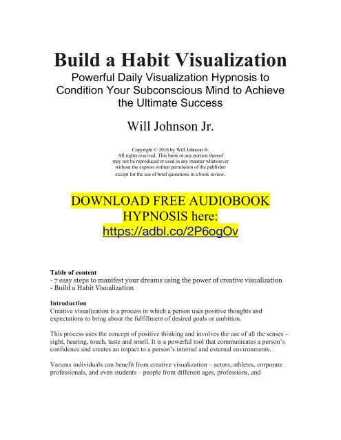 Build a Habit Visualization Powerful Daily Visualization Hypnosis to ...