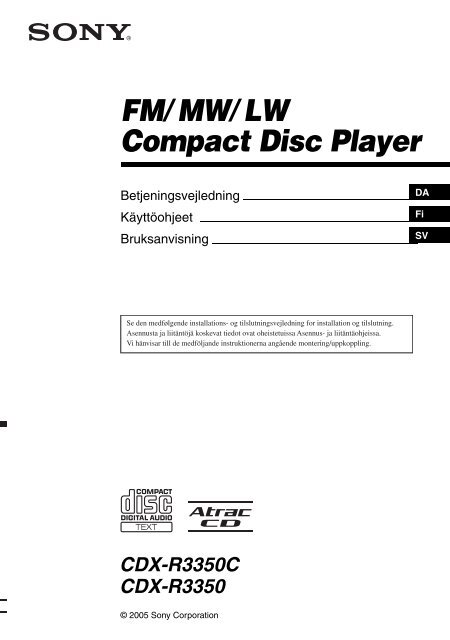 Sony CDX-R3350 - CDX-R3350 Mode d'emploi Suédois