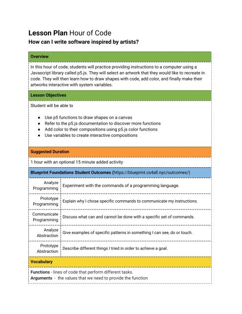 Hour of Code_ Lesson Plan Shared