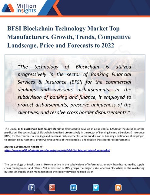 BFSI Blockchain Technology Market - Industry Insights, Trends, Outlook ...