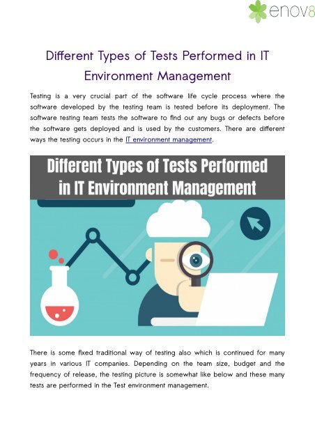 Different Types of Tests Performed in IT Environment Management