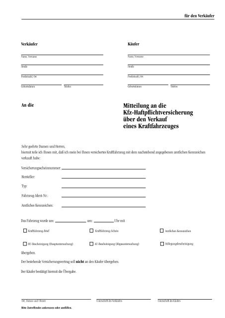 für den Verkäufer Verk für den Verkäufer Verk