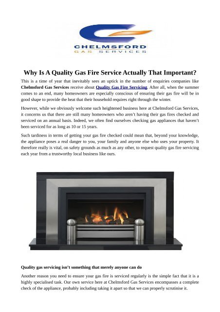 Why Is A Quality Gas Fire Service Actually That Important?