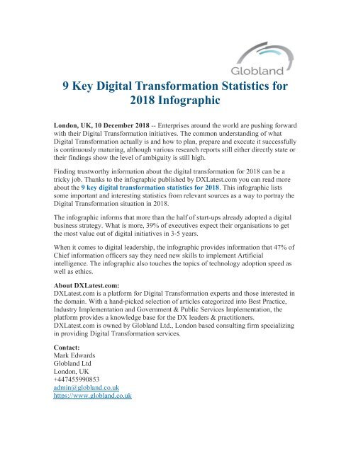 9 Key Digital Transformation Statistics For 2018 Infographic