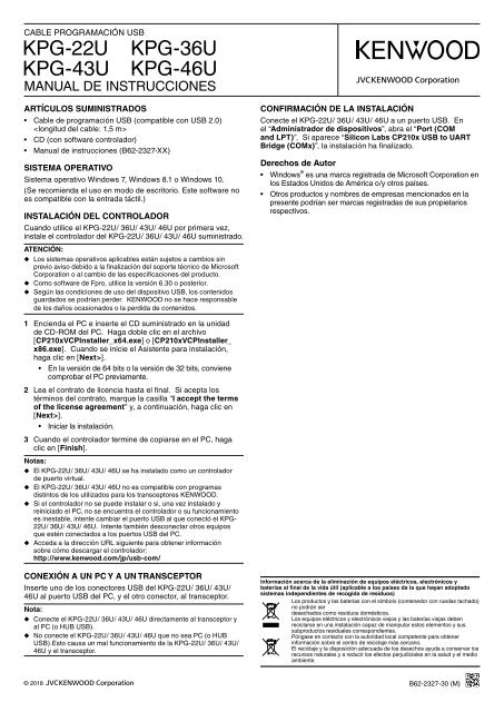 Kenwood KPG-22U - Communications Spanish,Italian OperationManual (2018)
