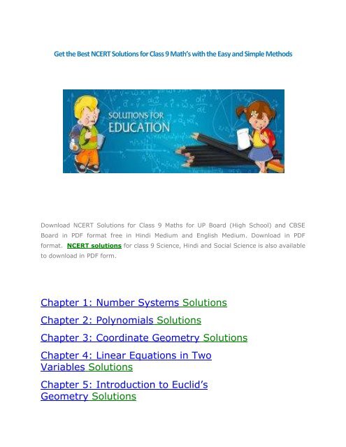 Get the Best NCERT Solutions for Class 9 Math’s with the Easy and ...