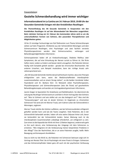 Gezielte Schmerzbehandlung wird immer wichtiger