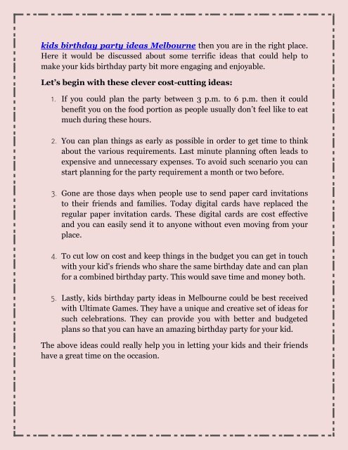 Kids Birthday Party Ideas kids-birthday-party-ideas