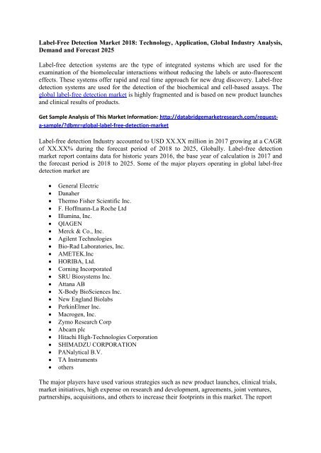 Label-Free Detection Market