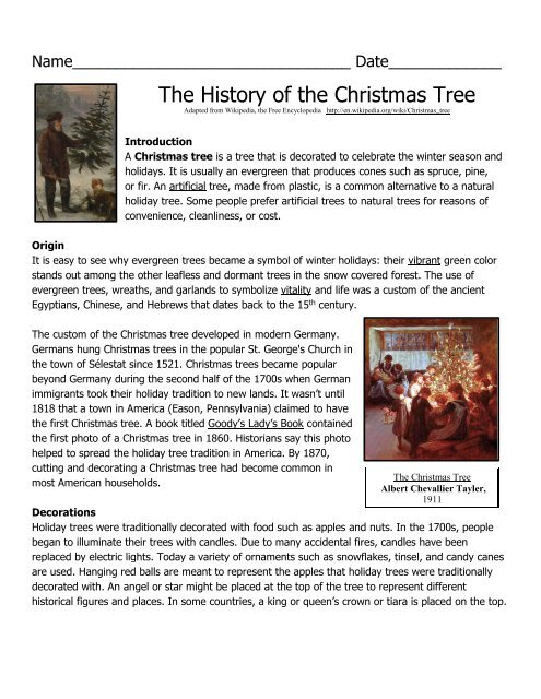 TheHistoryoftheChristmasTreeReadingPassage
