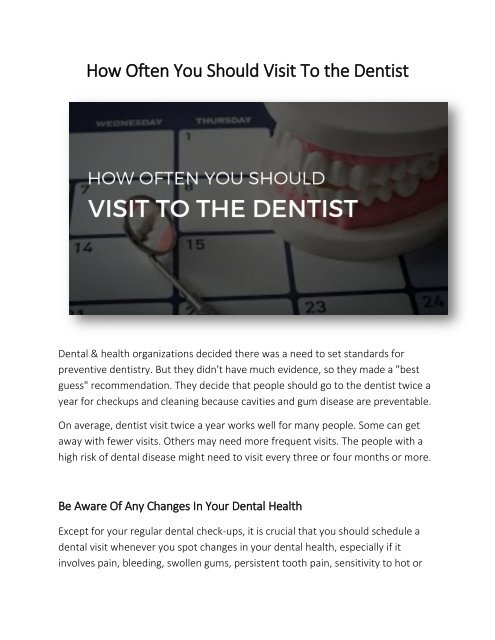 How Often You Should Visit To the Dentist