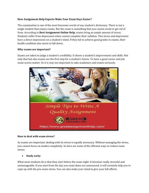 How Assignment Help Experts Make Your Exam Days Easier