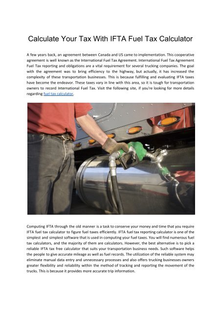 Calculate Your Tax With IFTA Fuel Tax Calculator