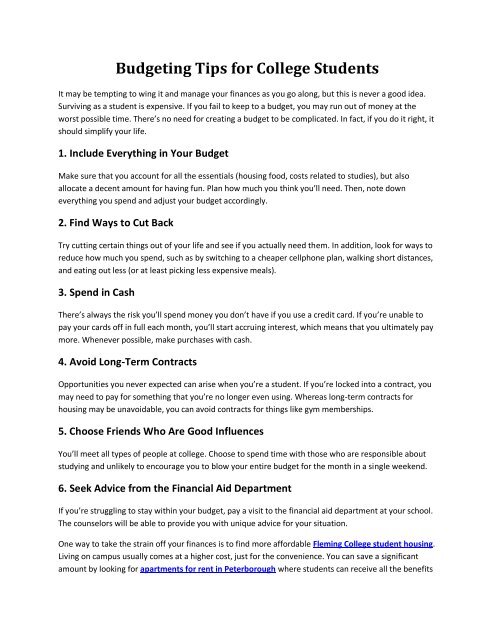 Budgeting Tips for College Students
