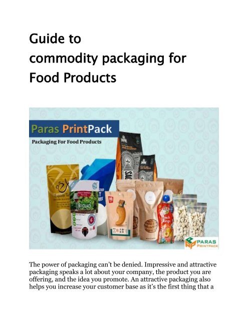 Guide to commodity packaging for food products