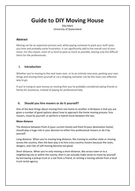 Guide to DIY Moving House