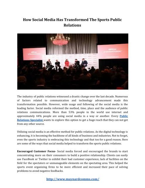 How Social Media Has Transformed The Sports Public Relations