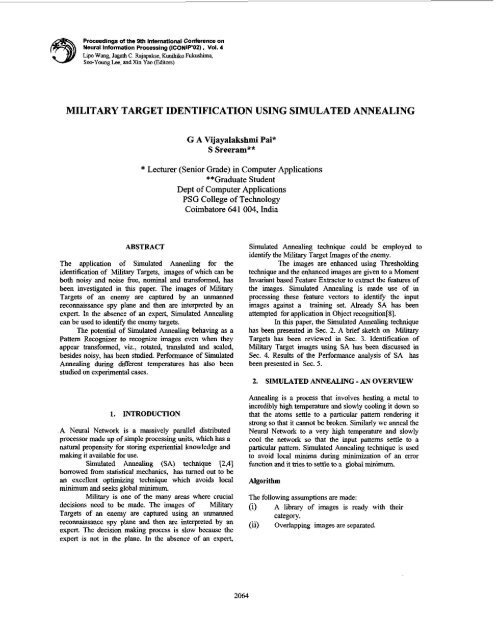 MILITARY TARGET IDENTIFICATION USING SIMULATED ANNEALING