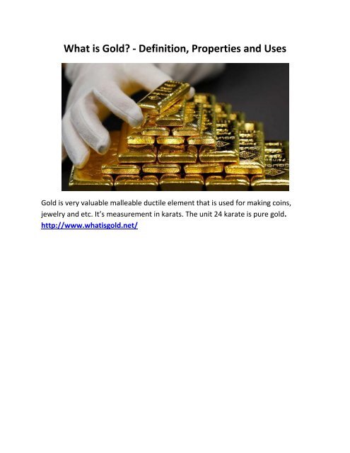 Uses Of Gold Element