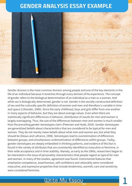 Gender Analysis Essay Example