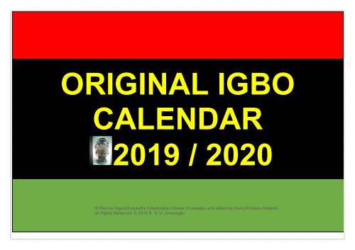 IGBO ORIGINAL CALANDER 2019-20