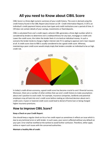 All you need to Know about CIBIL Score
