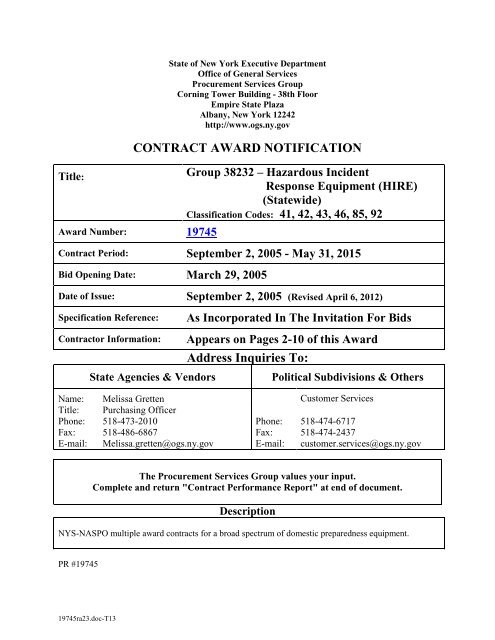 Contract Award Notification - Division of Purchases and Supply