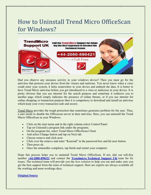 How to Uninstall Trend Micro OfficeScan for Windows?
