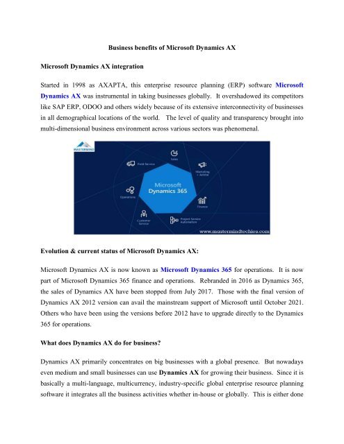 Business benefits of Microsoft dynamics AX