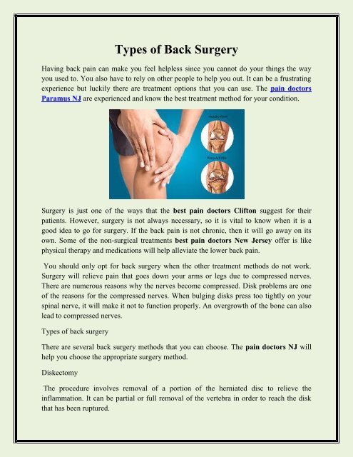 Types of Back Surgery