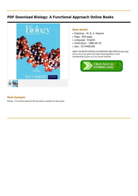 Biology A Functional Approach