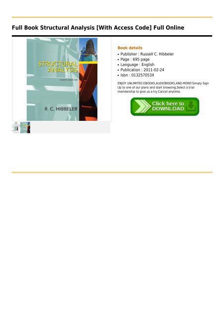 Structural Analysis [With Access Code]
