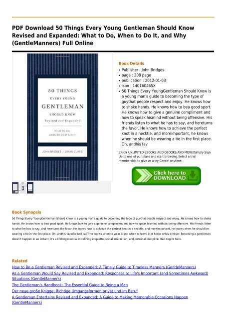50 Things Every Young Gentleman Should Know Revised and Expanded What ...