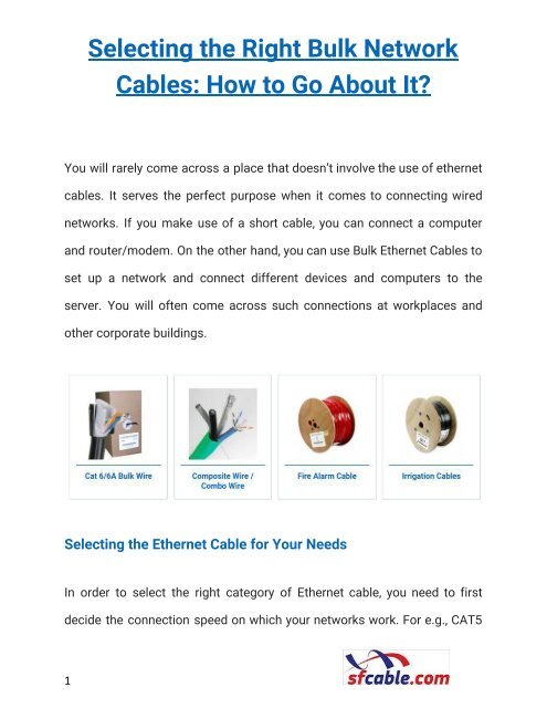 Selecting the Right Bulk Network Cables