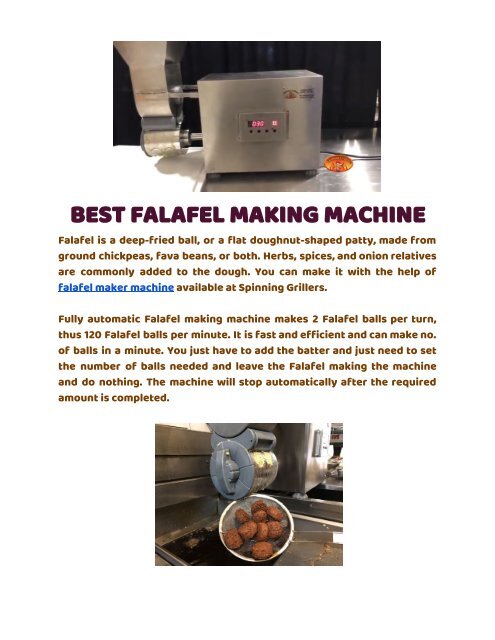 BEST FALAFEL MAKING MACHINE